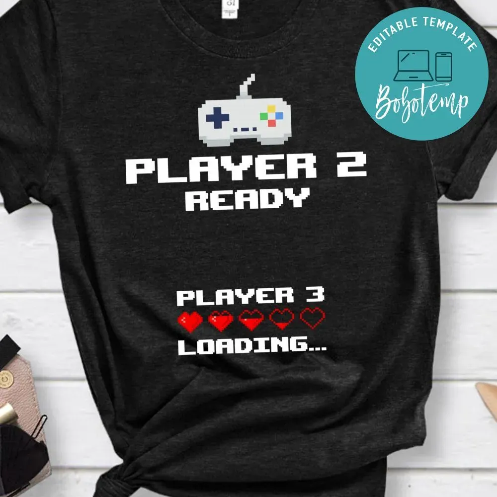 Player 2 Player 3 Loading Retro Gaming Baby Announcement PNG file ...