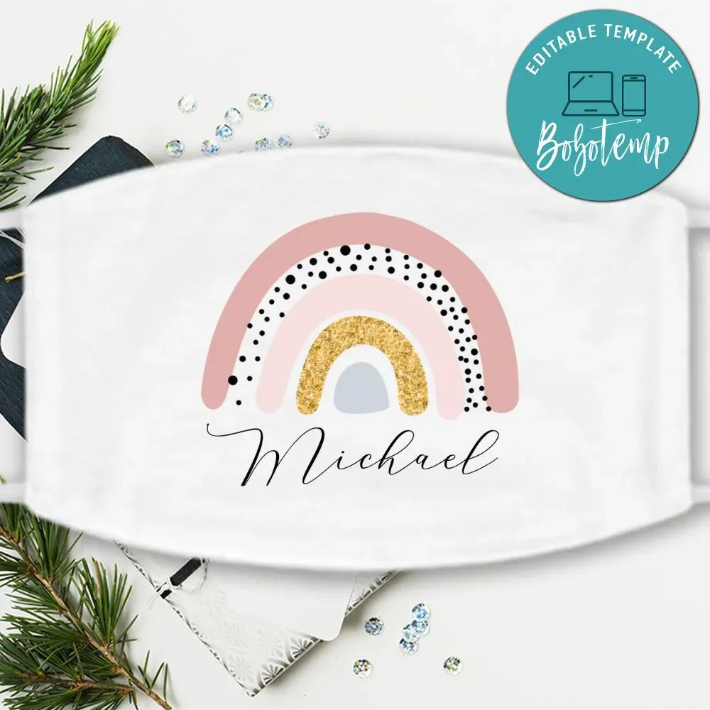 Personalised Rainbow Fabric Face Mask | Bobotemp