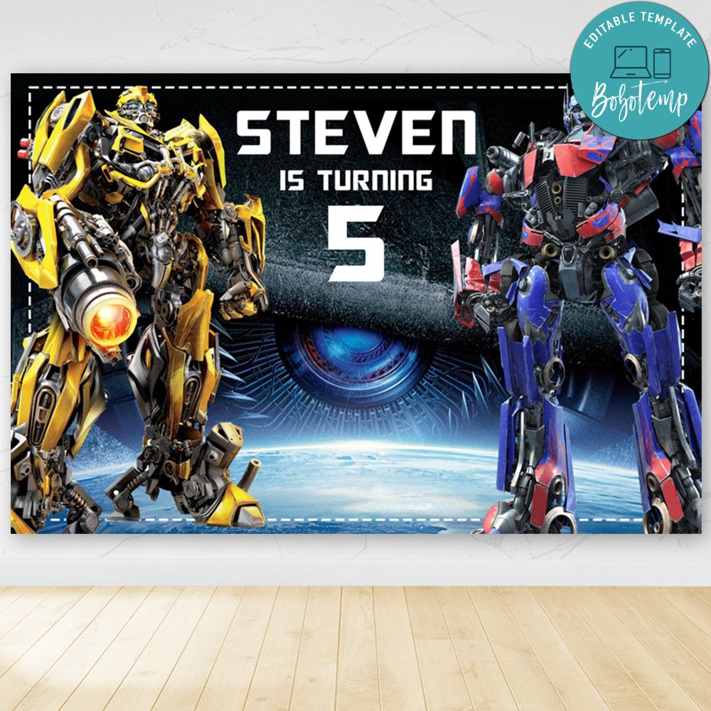 Transformers Birthday Party Banner Backdrop Printable DIY | Bobotemp