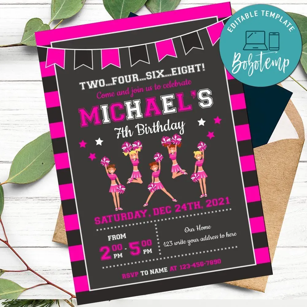 Cheerleading Invitation Customizable Template | Bobotemp