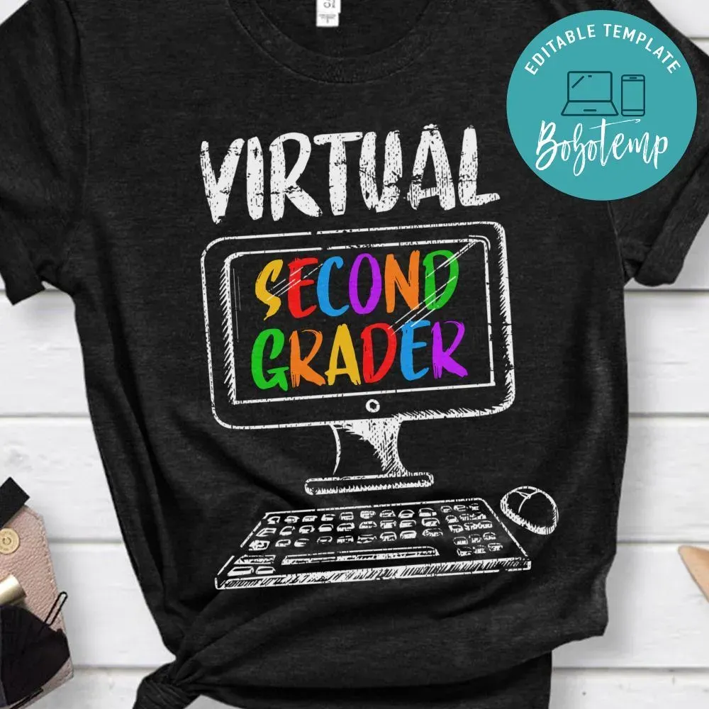 Virtual Second Grade Funny Distance Learning Back to School Shirt ...