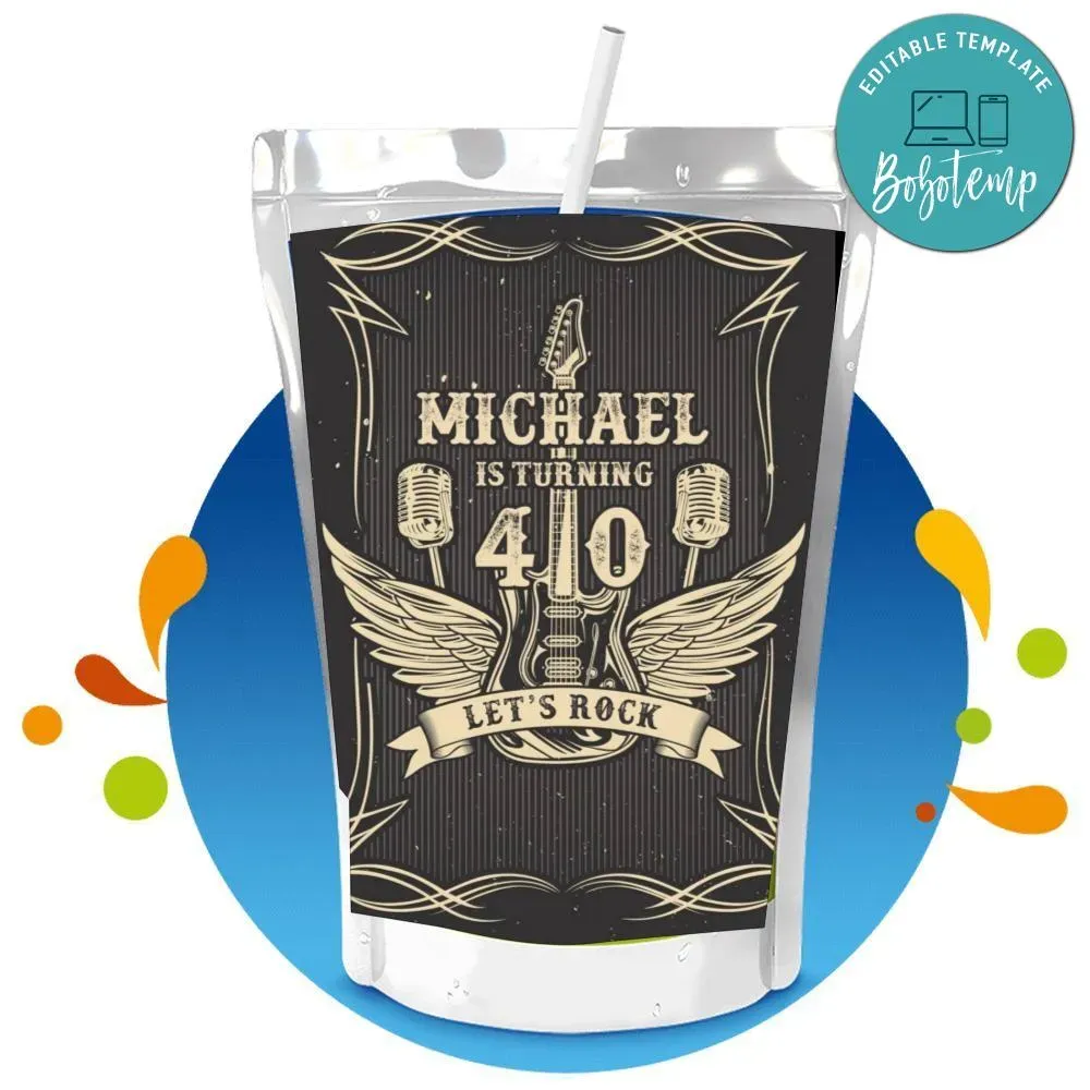 Rock and Roll Capri Sun Labels Digital File Printable | Bobotemp