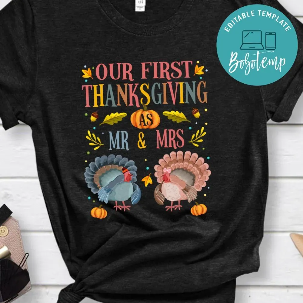 Our First Thanksgiving Mr And Mrs Couple Married PNG file template ...