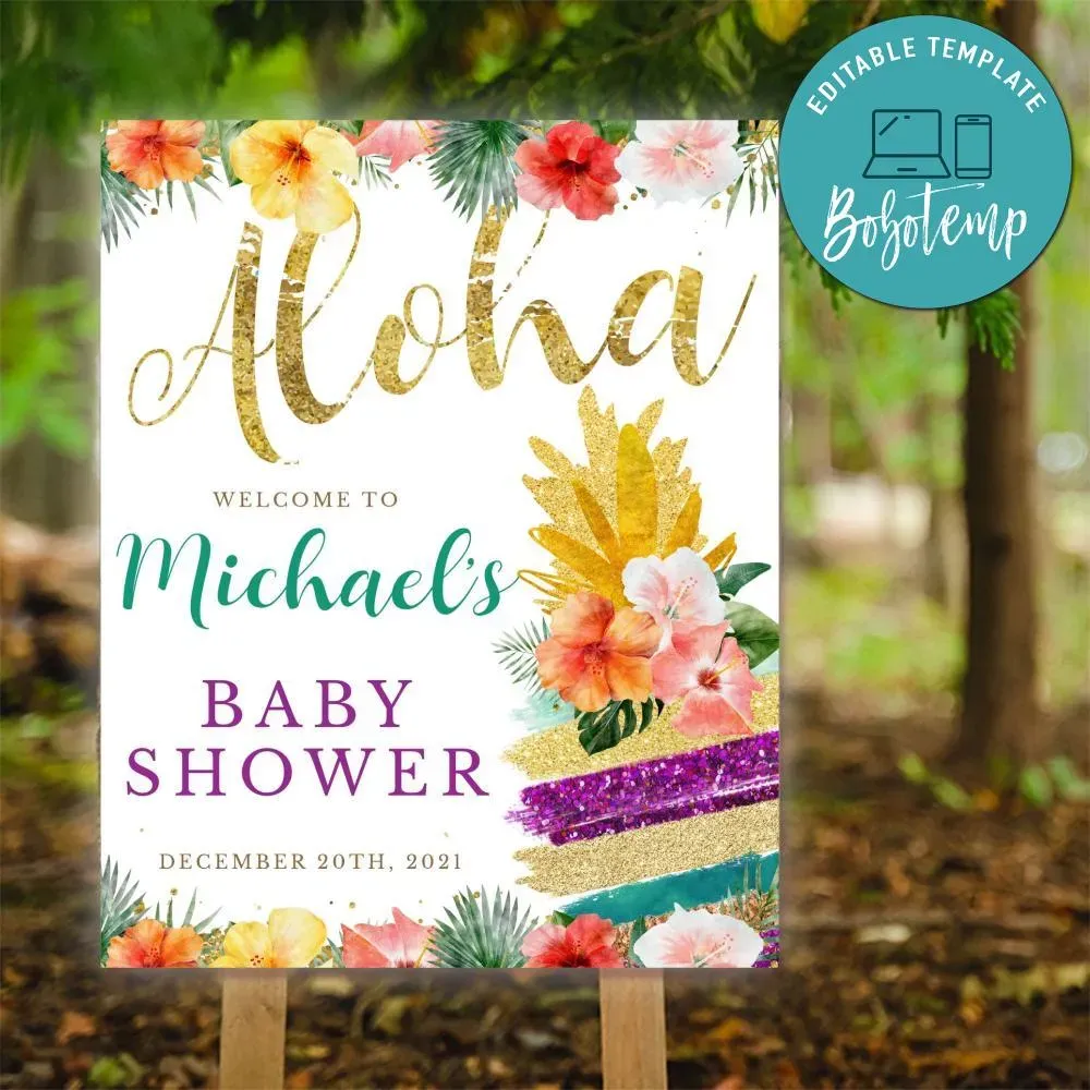 Tropical Pineapple Aloha Baby Shower Yard Sign | Bobotemp