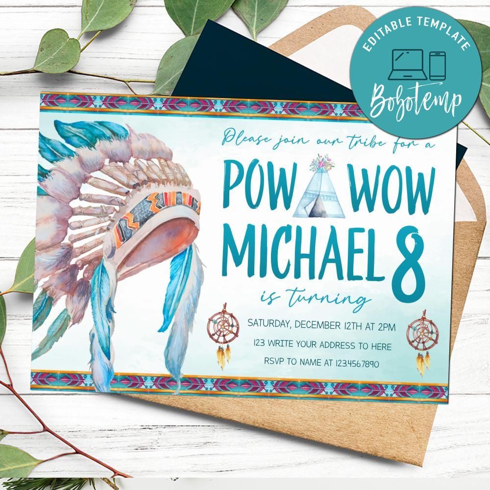 Native American Invitation Customizable Template DIY | Bobotemp