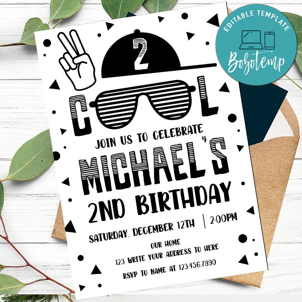 Two cool Invitation Customizable Template DIY | Bobotemp