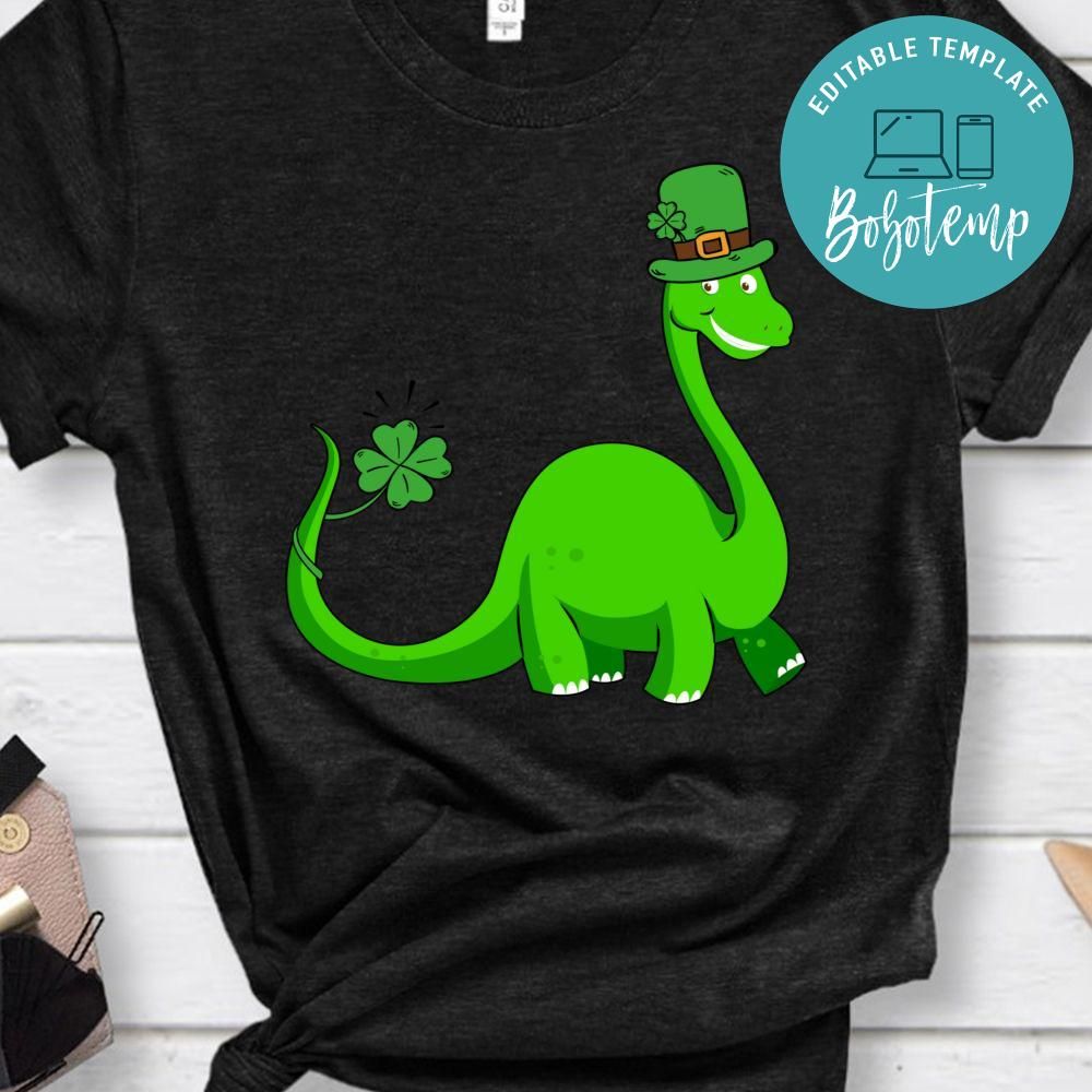 Kid Dinosaur Shamrock St Patrick's Day PNG file template | Bobotemp