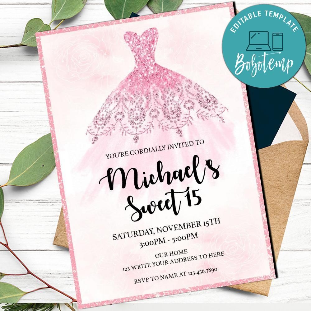 Debutante ball Invitation Customizable Template DIY | Bobotemp