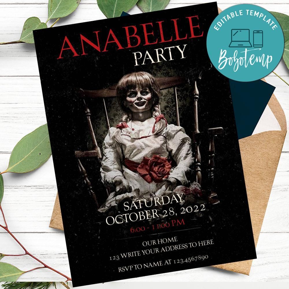 Anabelle Invitation Template to Print at Home DIY | Bobotemp