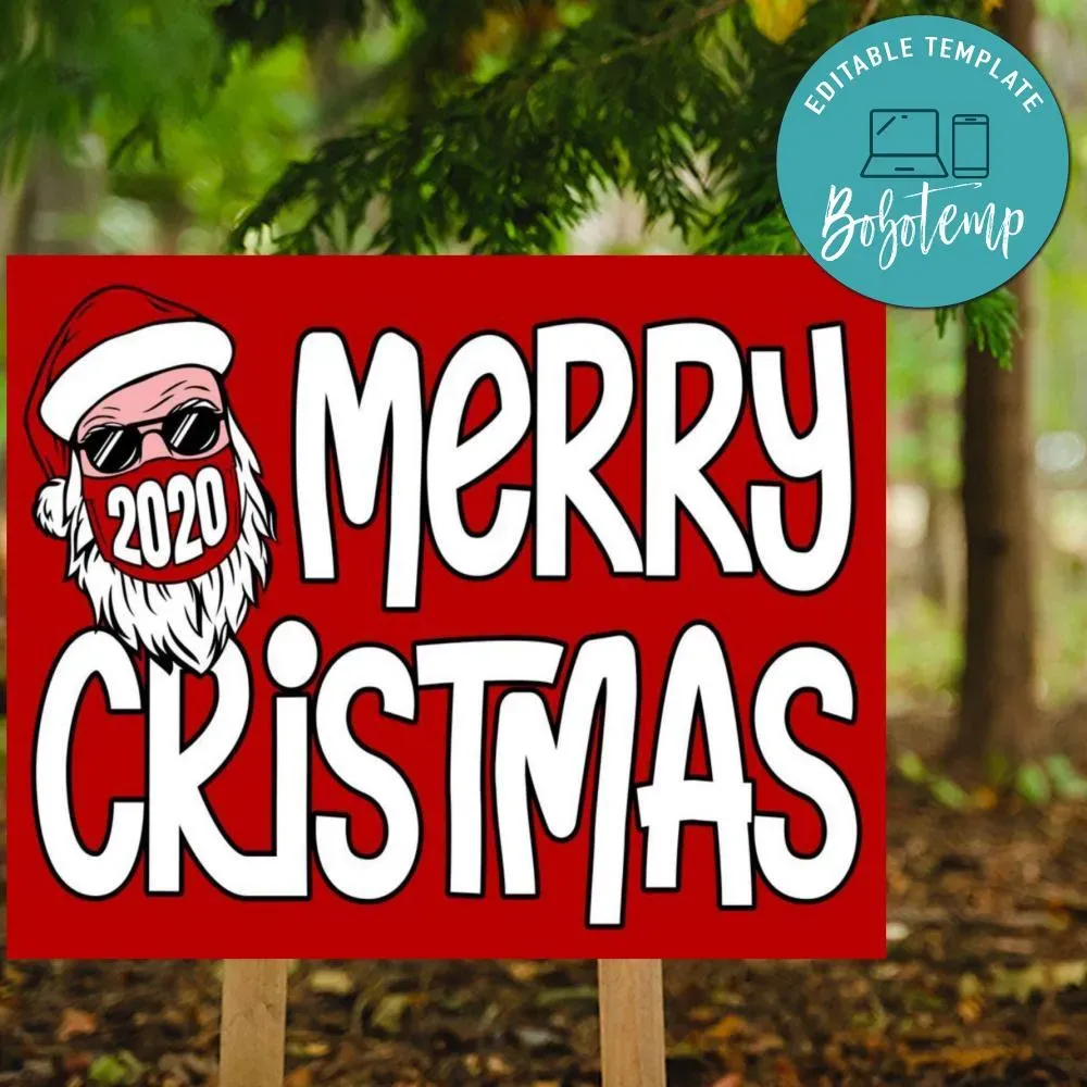 Funny Funny Christmas Yard Sign Template to print at home DIY | Bobotemp