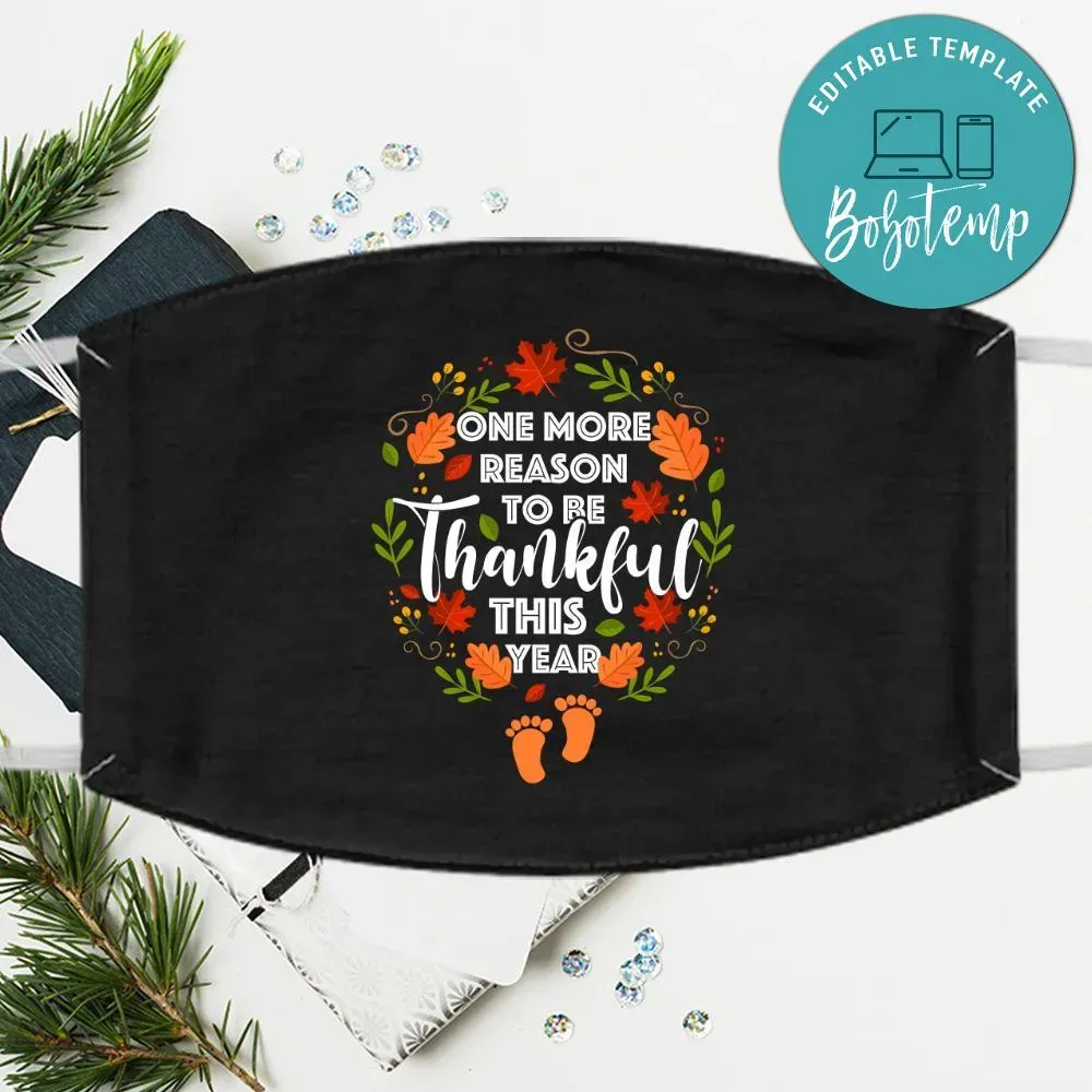 Thanksgiving Pregnancy Announcement Face Mask | Bobotemp