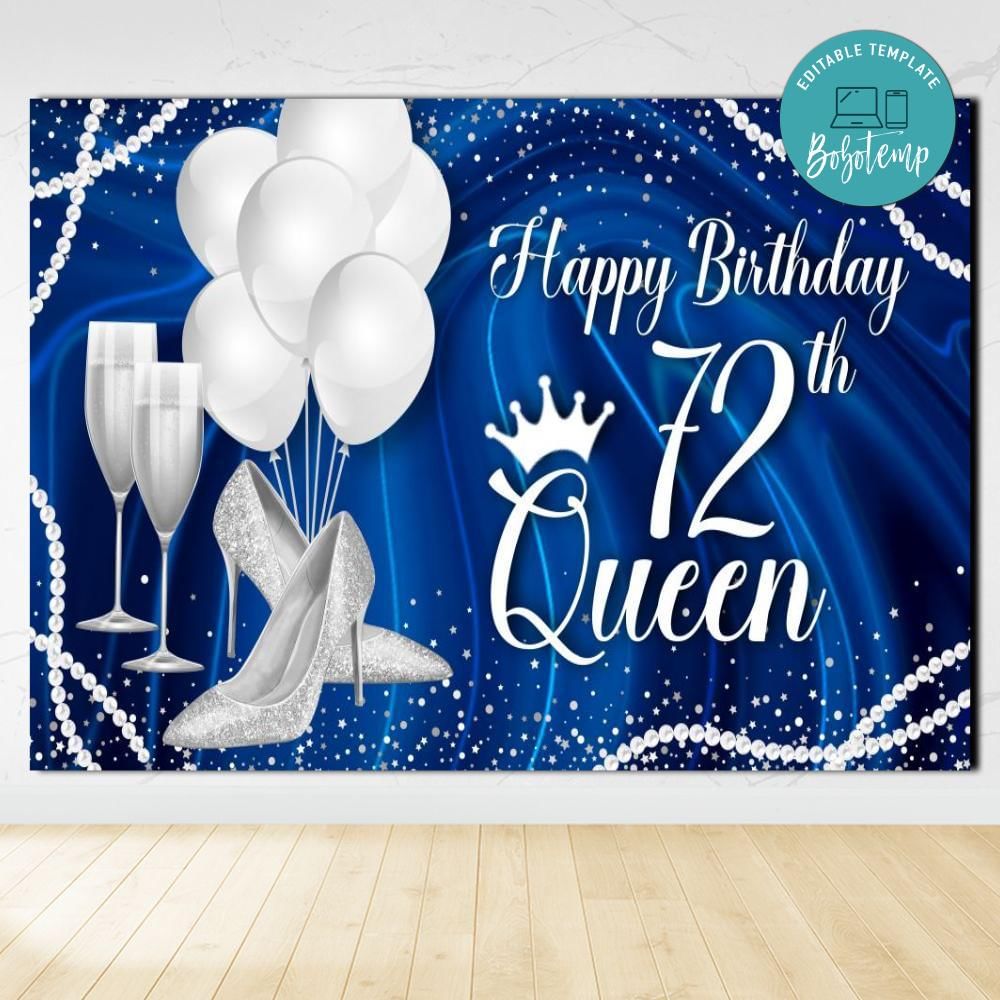 Happy Birthday to Queen Backdrop Printable Instant Download | Bobotemp