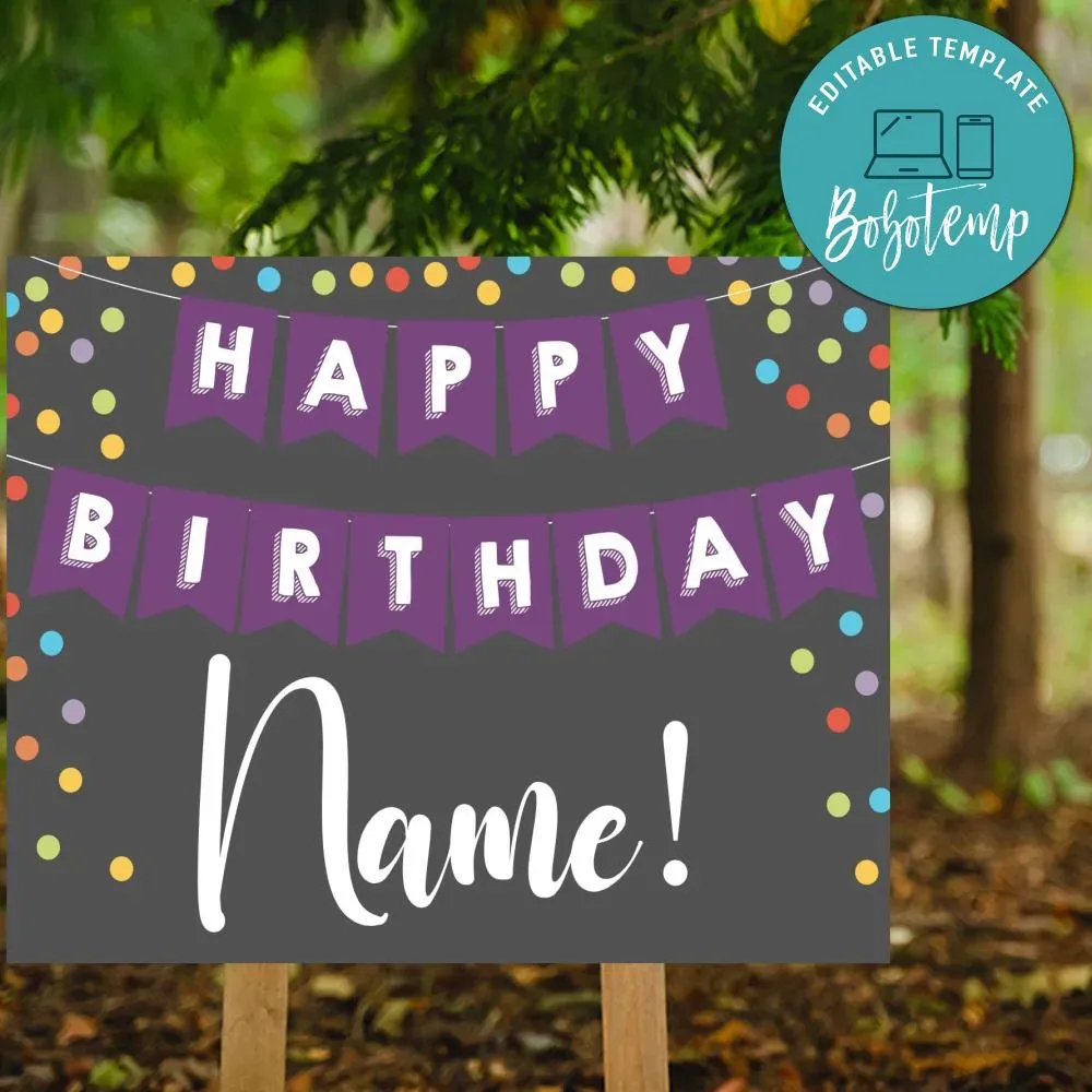 Personalized Happy Birthday Yard Sign Digital File Printable DIY | Bobotemp
