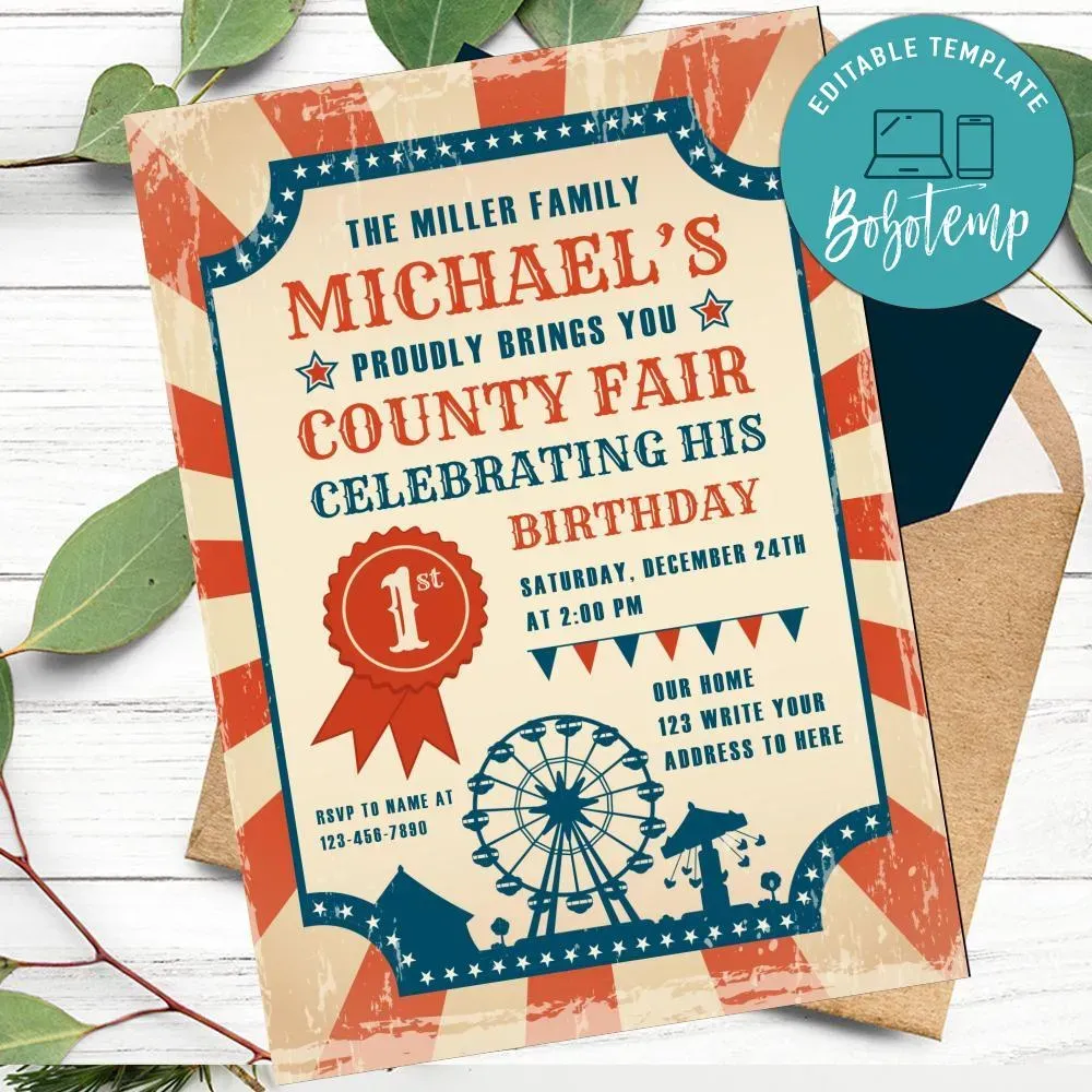County fair Invitation Customizable Template DIY | Bobotemp