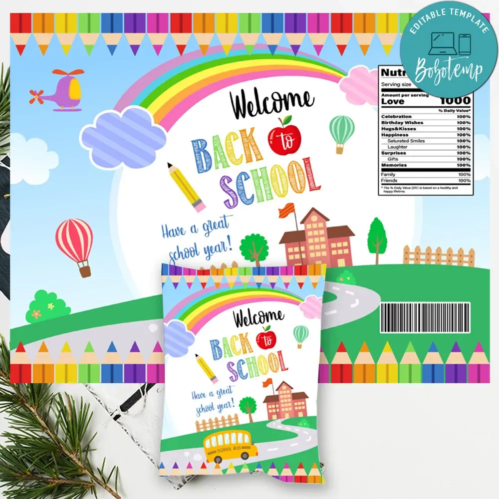 Welcome back to school Chip Bag Digital File DIY | Bobotemp