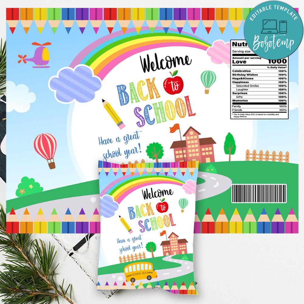 Welcome back to school Chip Bag Digital File DIY | Bobotemp