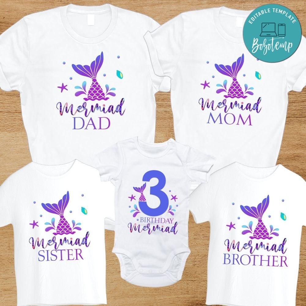 Tail Mermaid Family Birthday Party PNG file template | Bobotemp
