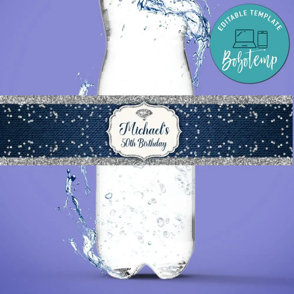 Denim and diamond Bottle Label Template | Bobotemp