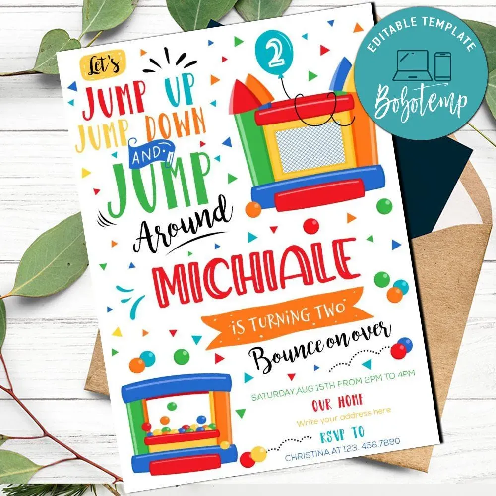 Bounce House Birthday Party Invitation Printable Instant Download ...