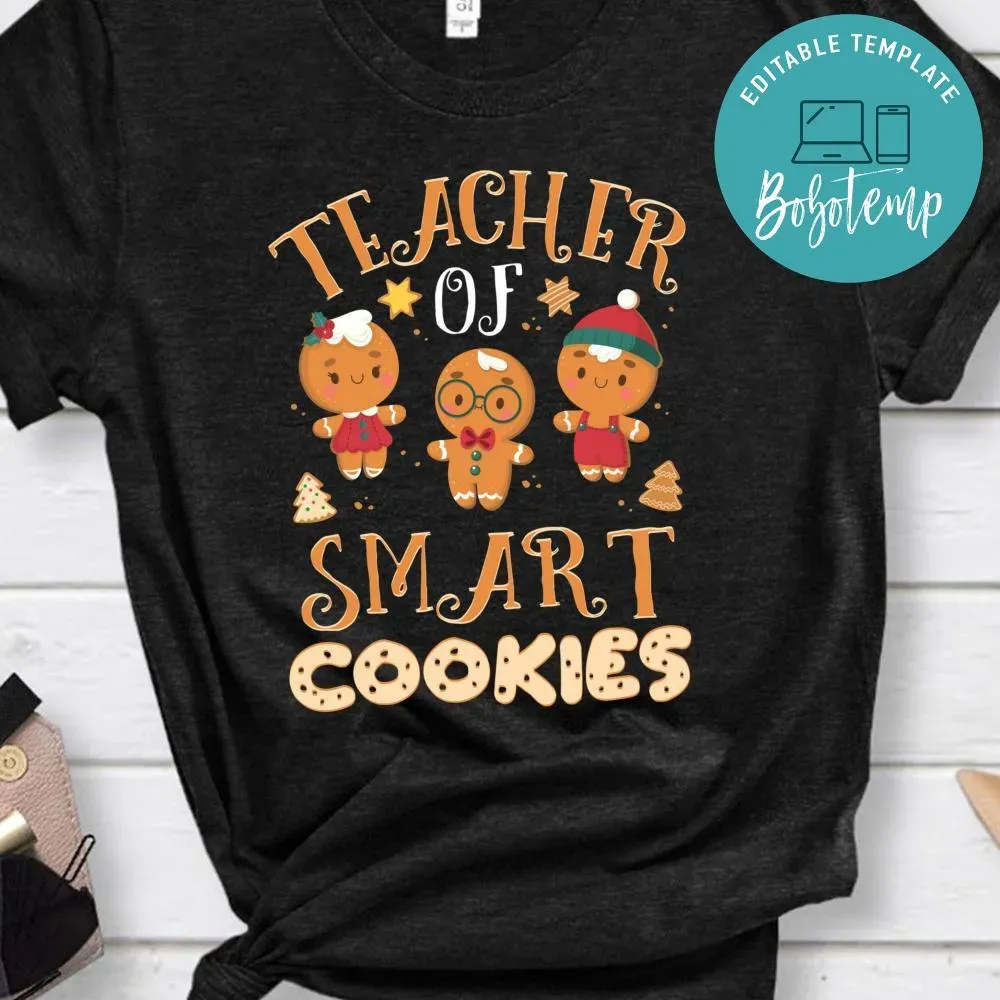 Christmas Teacher Cute Gingerbread Cookies PNG file template | Bobotemp