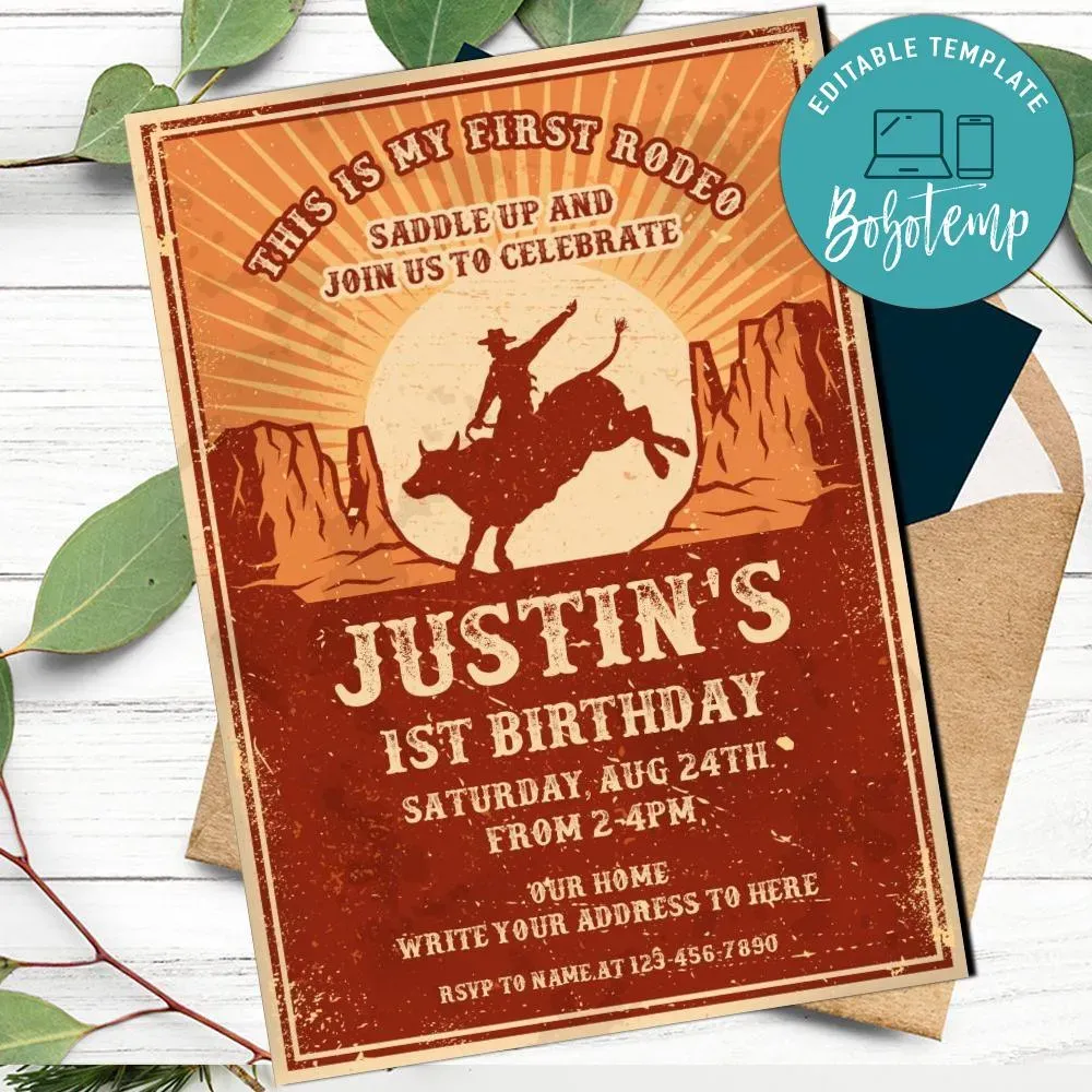 Bull Riding Invitation Customizable Template | Bobotemp