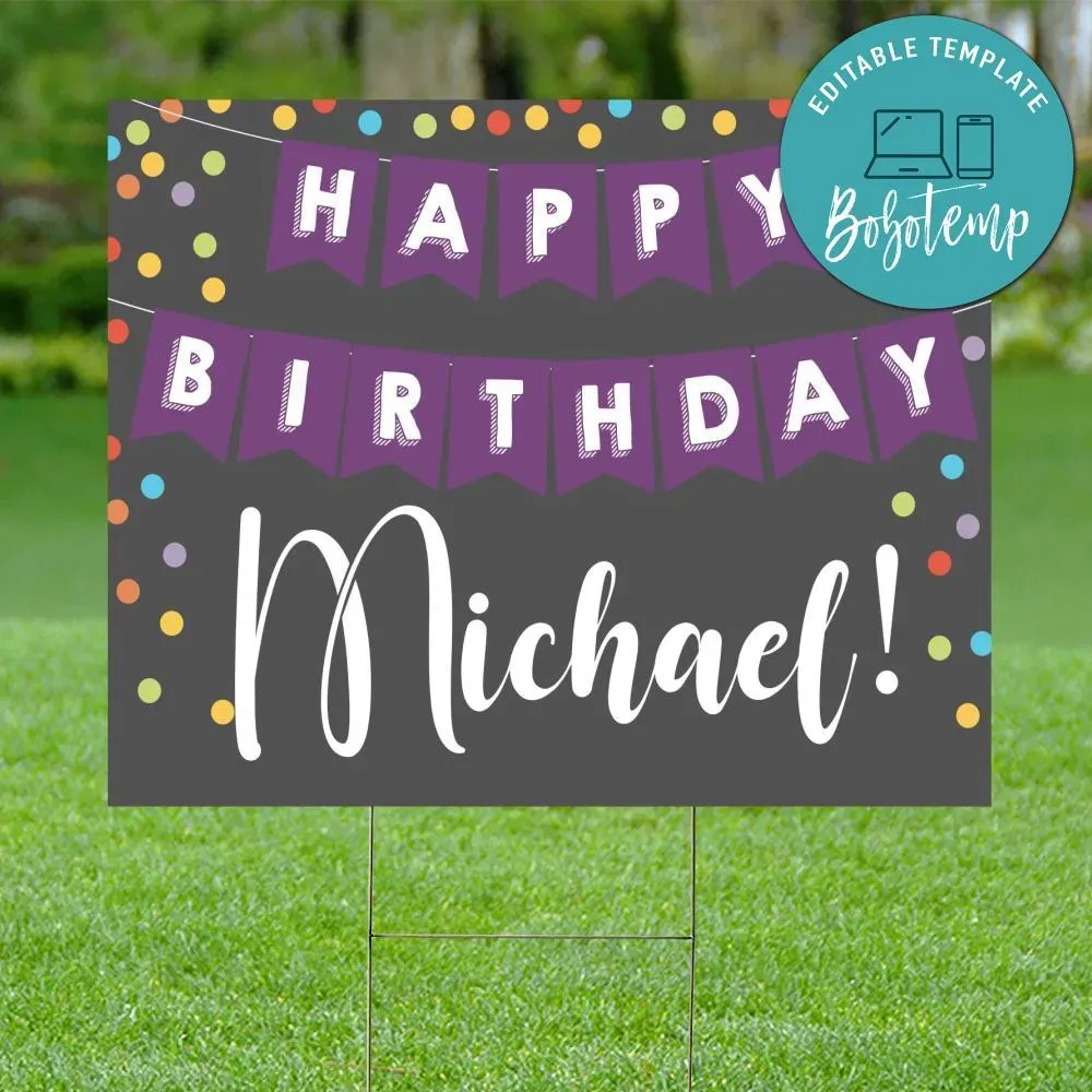 Happy Birthday Custom Name Yard Sign | Bobotemp