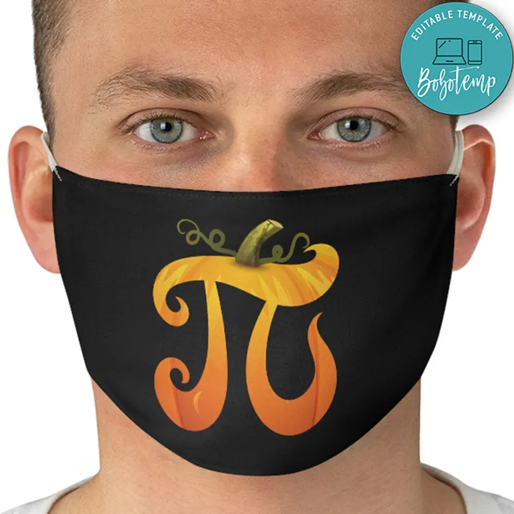 Halloween Math Pun Pumpkin PI Fabric Adults Face Mask | Bobotemp