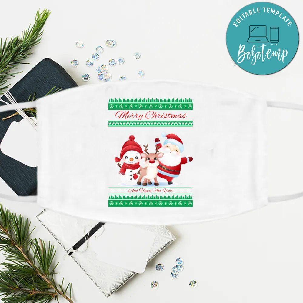 Merry Christmas And Happy New Year Face Mask | Bobotemp