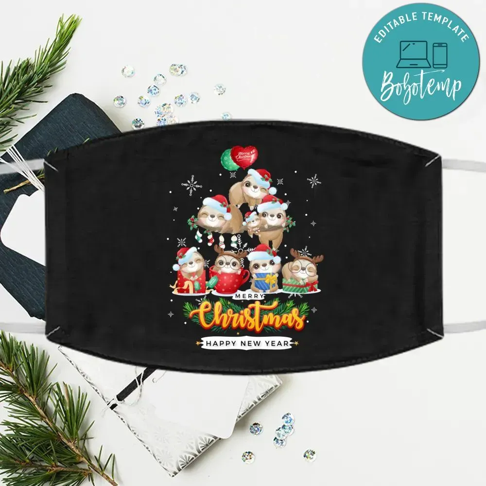 Cute Sloth For Christmas Day Face Mask | Bobotemp