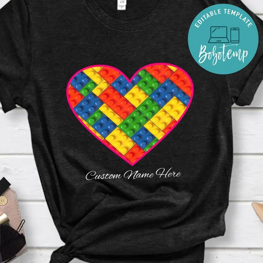 Custom Valentines Day Block Brick Heart PNG file template | Bobotemp