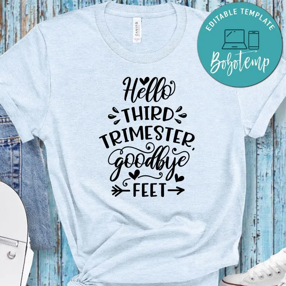 Pregnancy Hello Third Trimester Goodbye Feet Shirt | Bobotemp