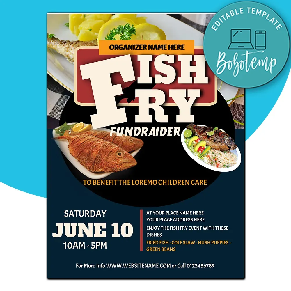 Fish Fry Flyer Template Instant Download | Bobotemp Shop