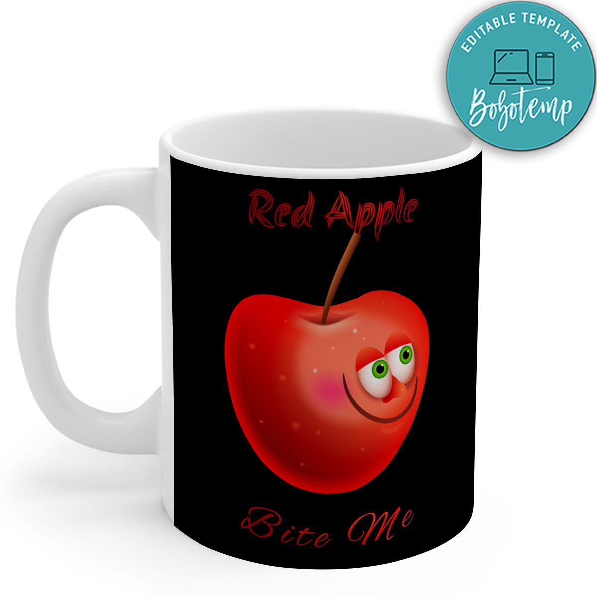Red Apple Mug - Bite Me - Funny Fruit Mug 11oz | Bobotemp