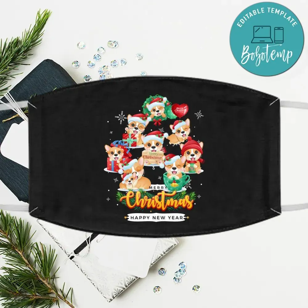 Cute Corgi For Christmas Day Face Mask | Bobotemp