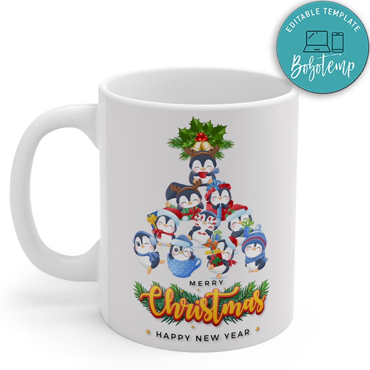 Cute Penguins For Christmas Day Mug | Bobotemp