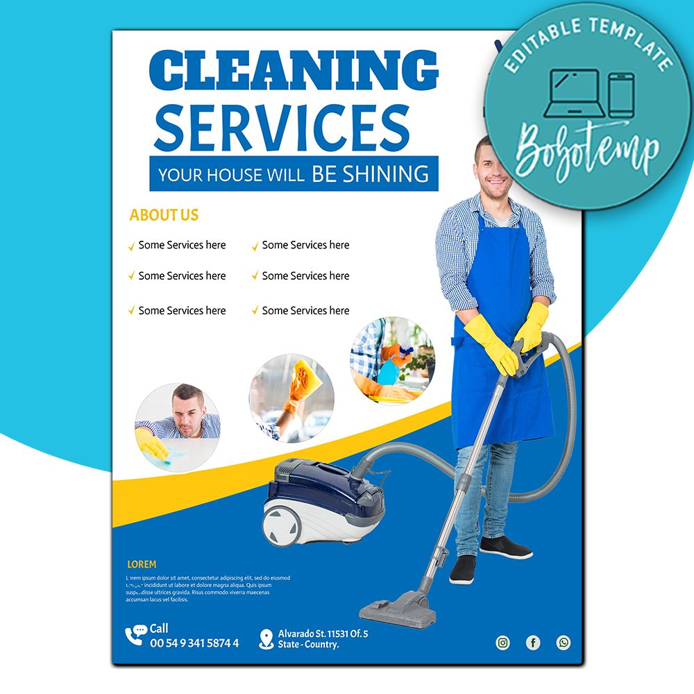 House Cleaning Services Flyer Template Instant Download Bobotemp