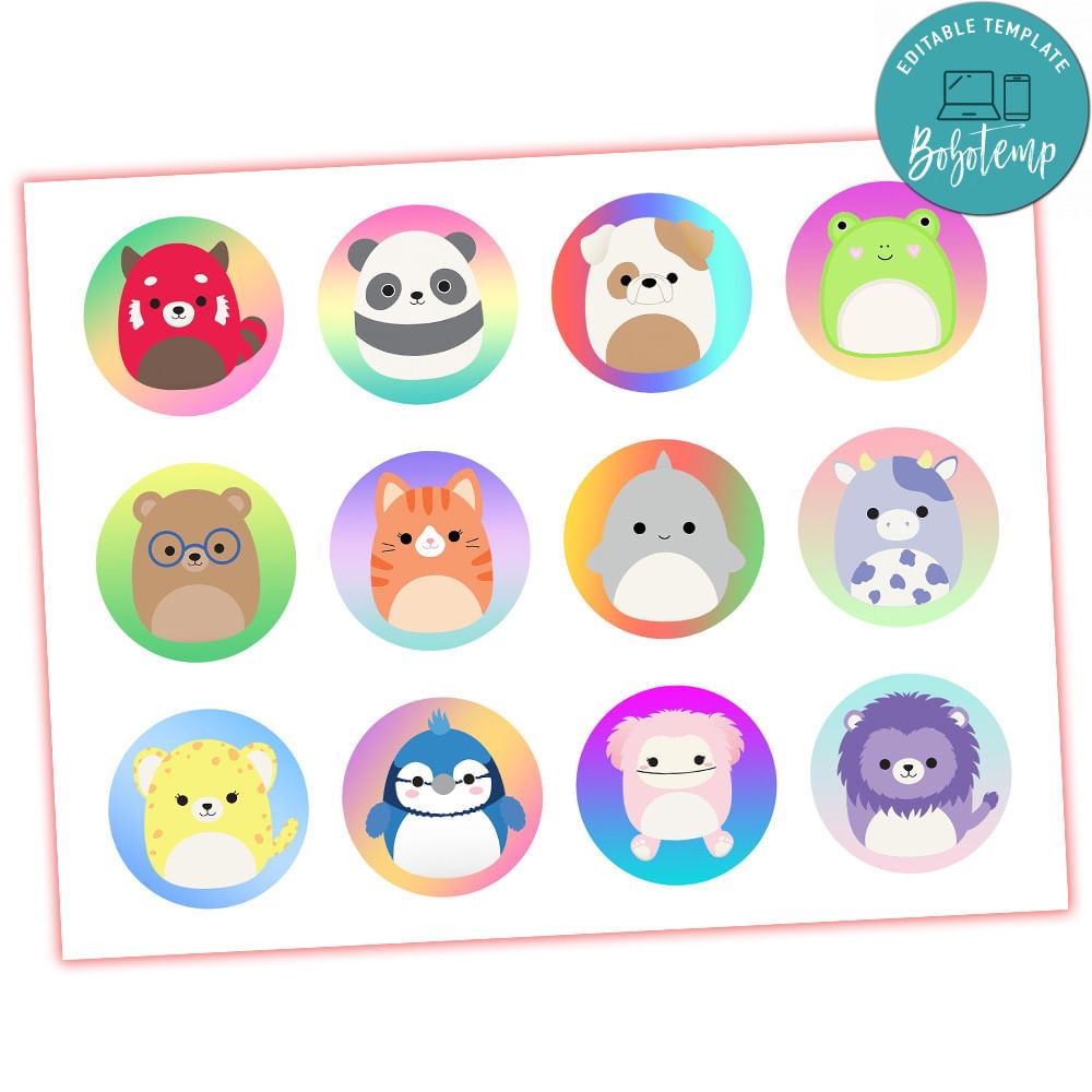 Squishmallow Cupcake Toppers Template Printable DIY Bobotemp