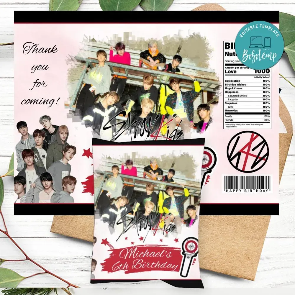 Stray Kids Birthday Chip Bag Digital File Printable | Bobotemp