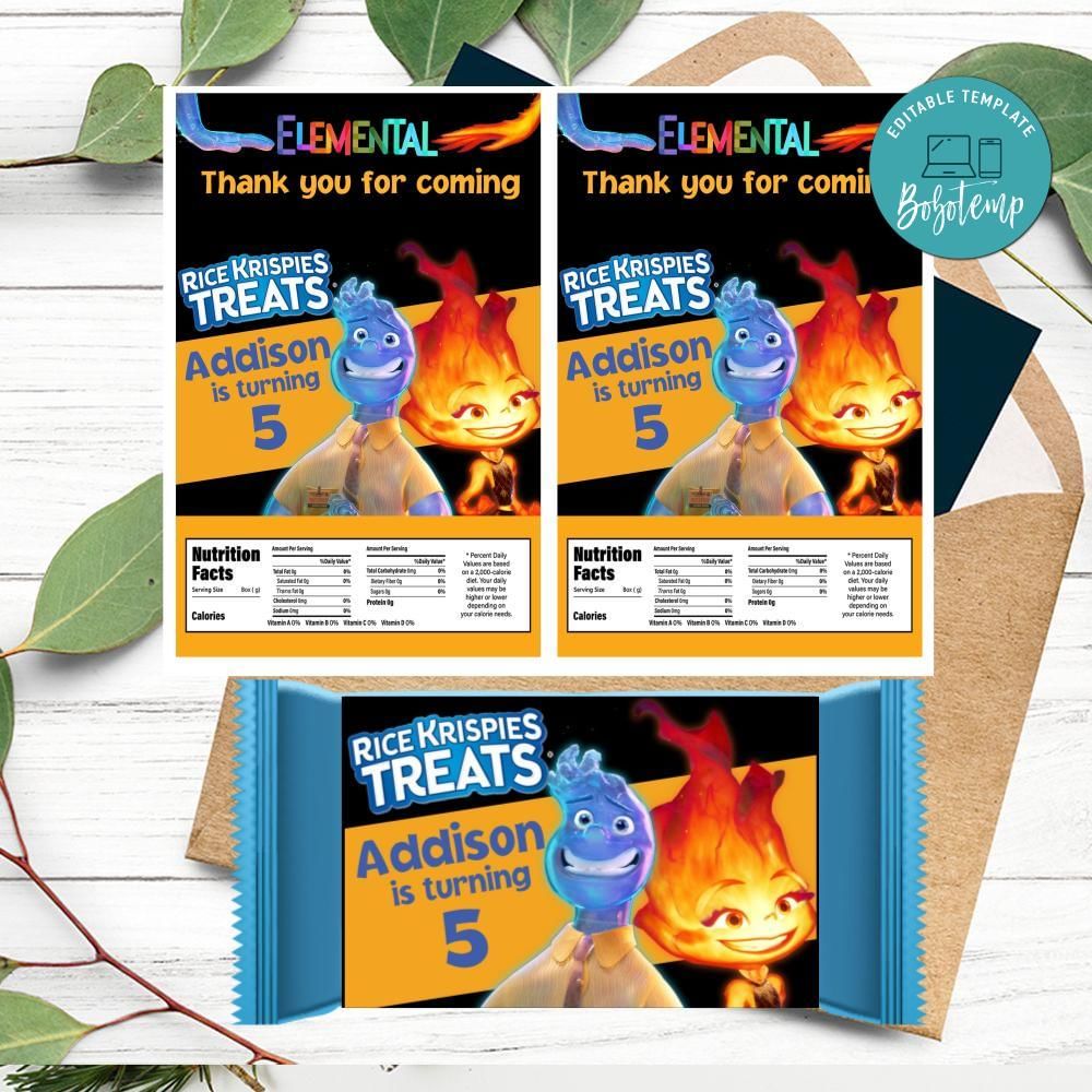 Elemental Pixar Rice Krispies Treats Template Printable DIY | Bobotemp