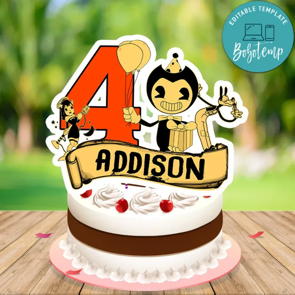 Bendy Birthday Cake Topper Template Printable Createpartylabels