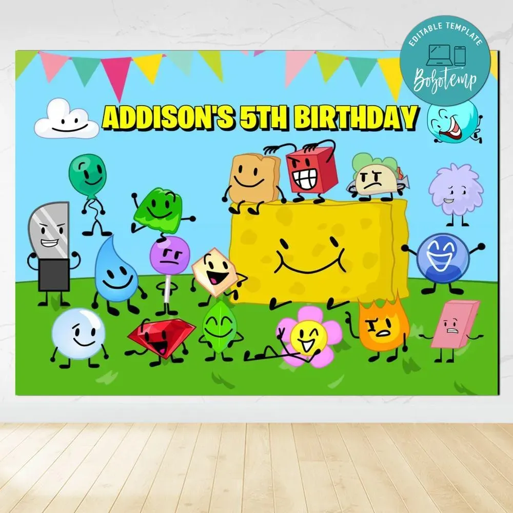 Battle For Dream Island Birthday Backdrop Digital File Template | Bobotemp