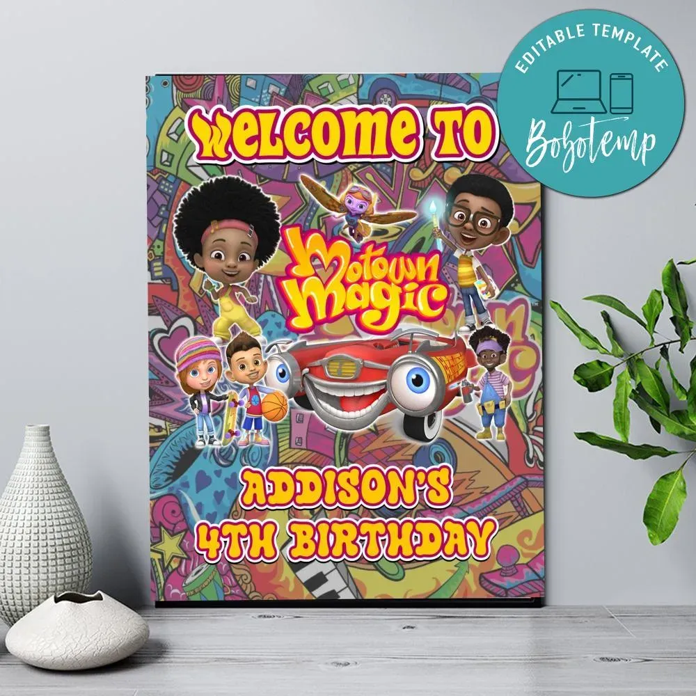 Motown Magic Birthday Welcome Sign Digital File Printable DIY | Bobotemp