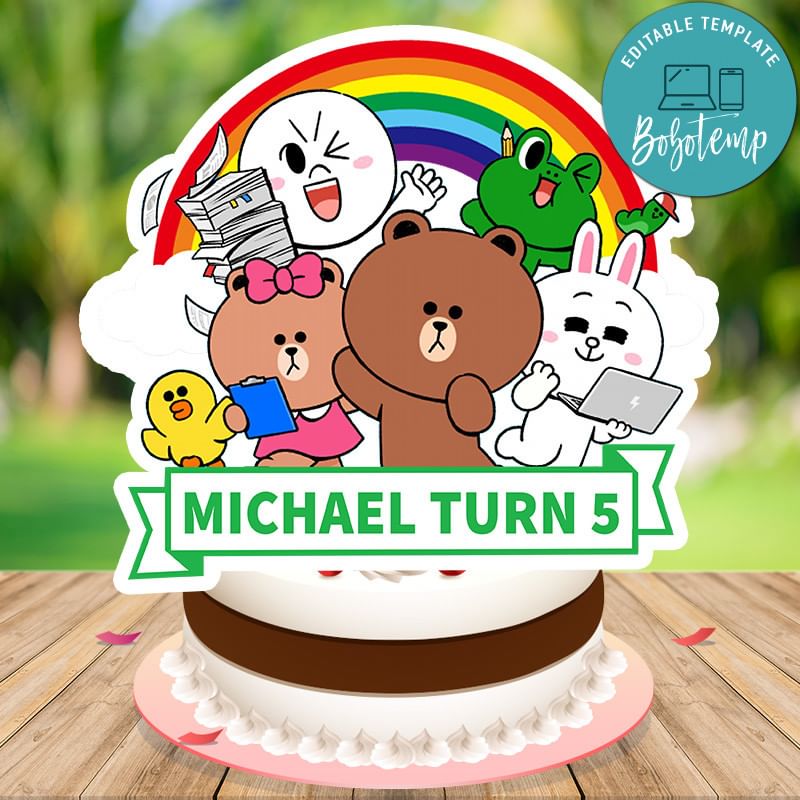 Line friends Cake Topper Template Printable | Bobotemp