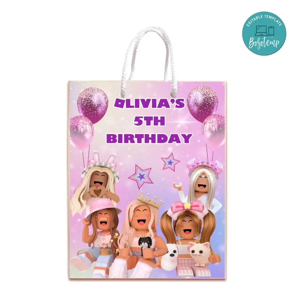 Roblox Girl Gift Bag Label Template Printable DIY | Bobotemp