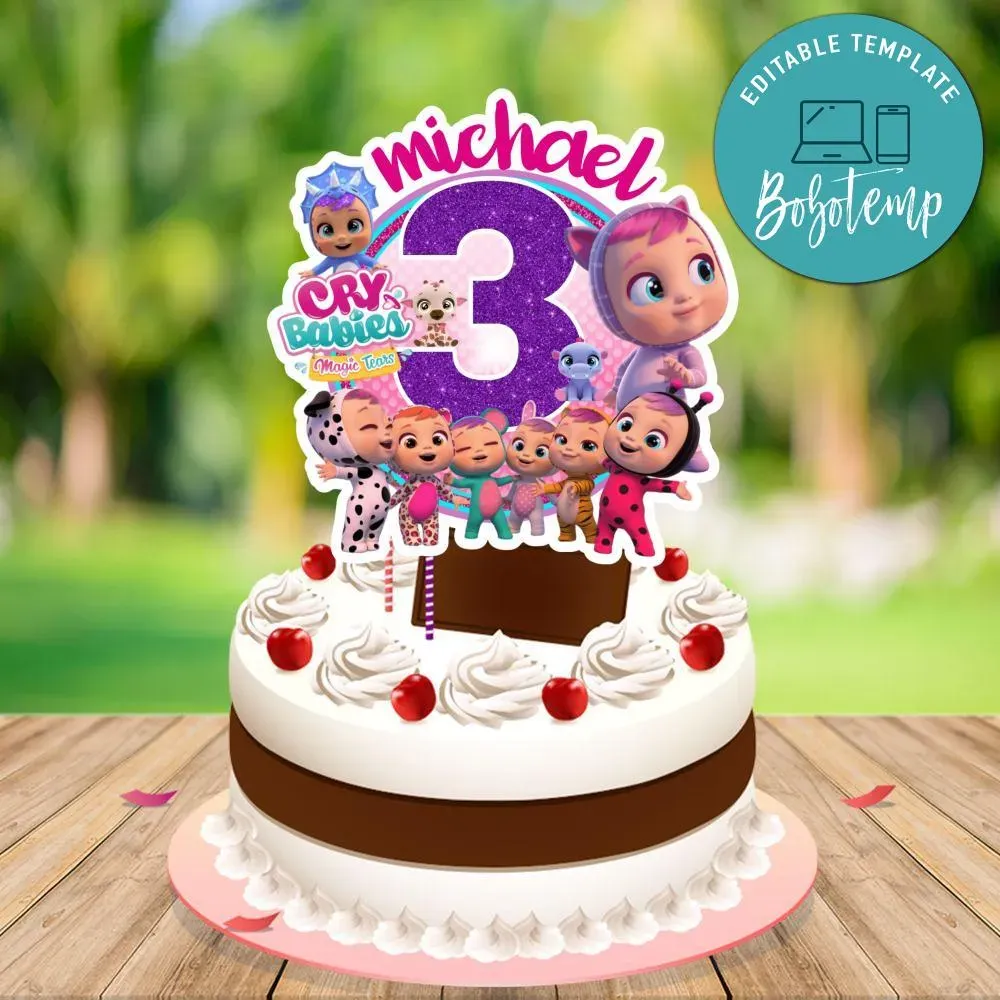 Cry Babies Birthday Cake Topper Template Printable | Bobotemp Shop