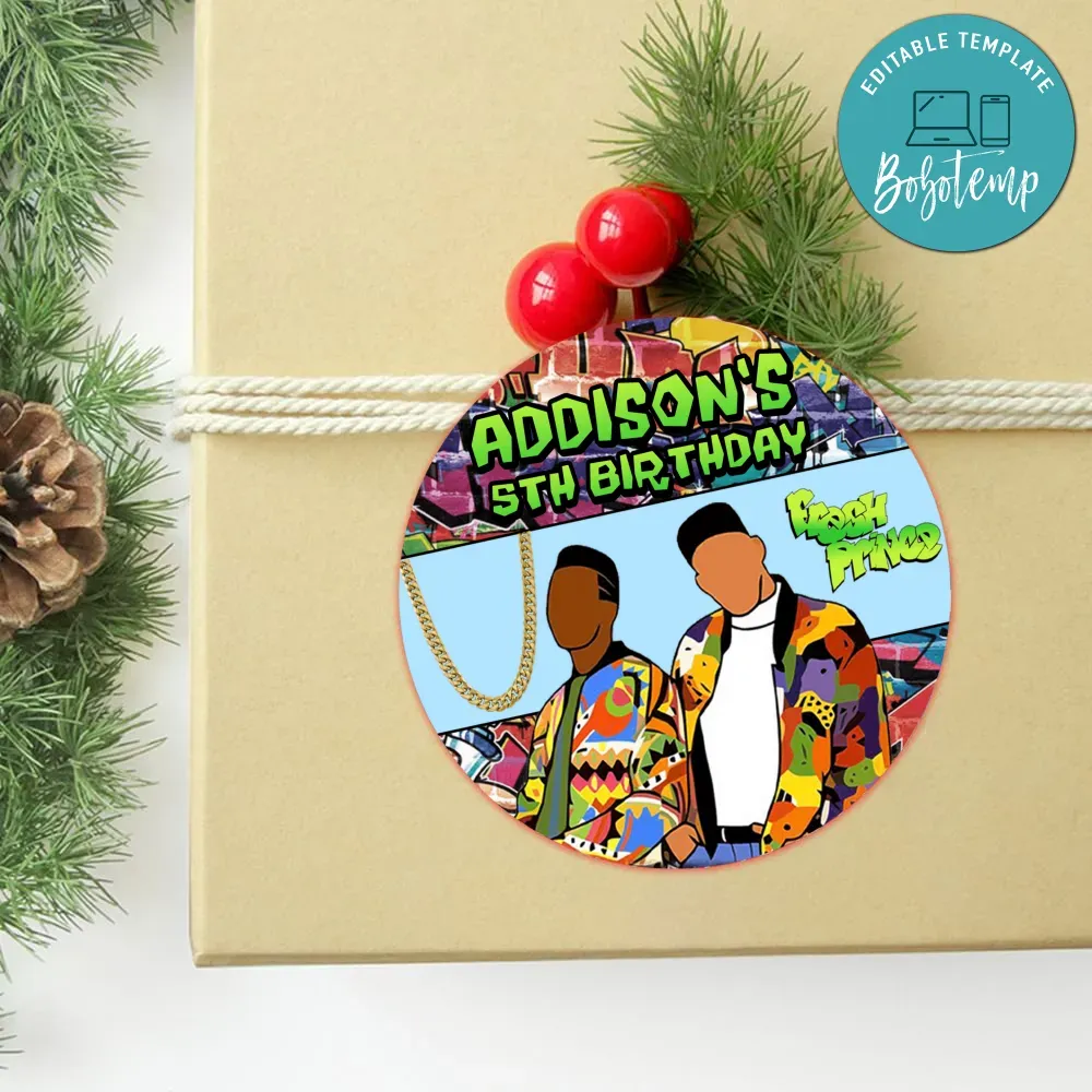 Fresh Prince Circle Sticker Template Customizable DIY | Bobotemp