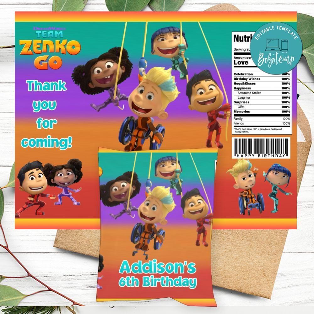 Team zenko go Birthday Chip Bag Digital File Printable | Bobotemp
