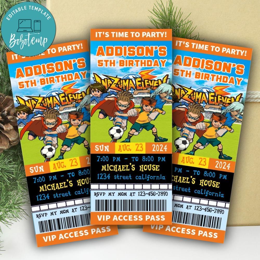 Inazuma Eleven Ticket Invitation Customizable Template | Bobotemp