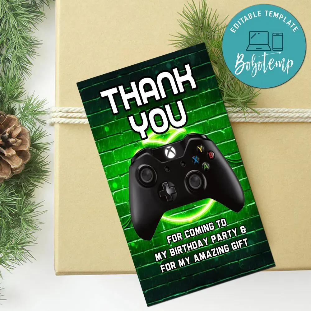 Xbox Thank you tag Customizable Template DIY | Bobotemp