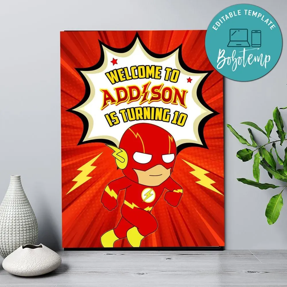 Flash Baby Birthday Welcome Sign Digital File Printable DIY | Bobotemp